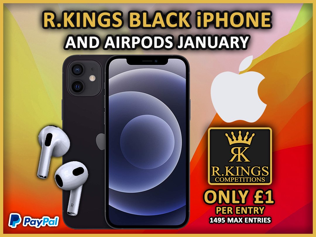 GUARANTEED DRAW TODAY AT 7PM - R.Kings Black iPhone And Airpods January