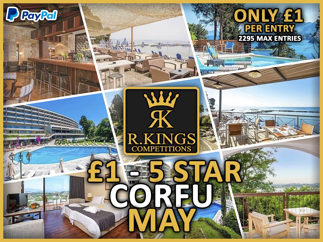 £1 5* CORFU MAY - Competitions - R Kings Competitions